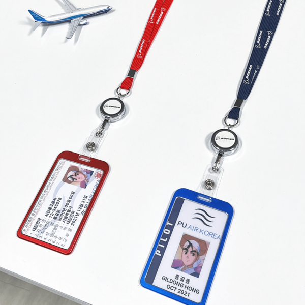 Lanyard Card Badge Holder Reel Buckle Boeing Airbus ID – PU AIR KOREA