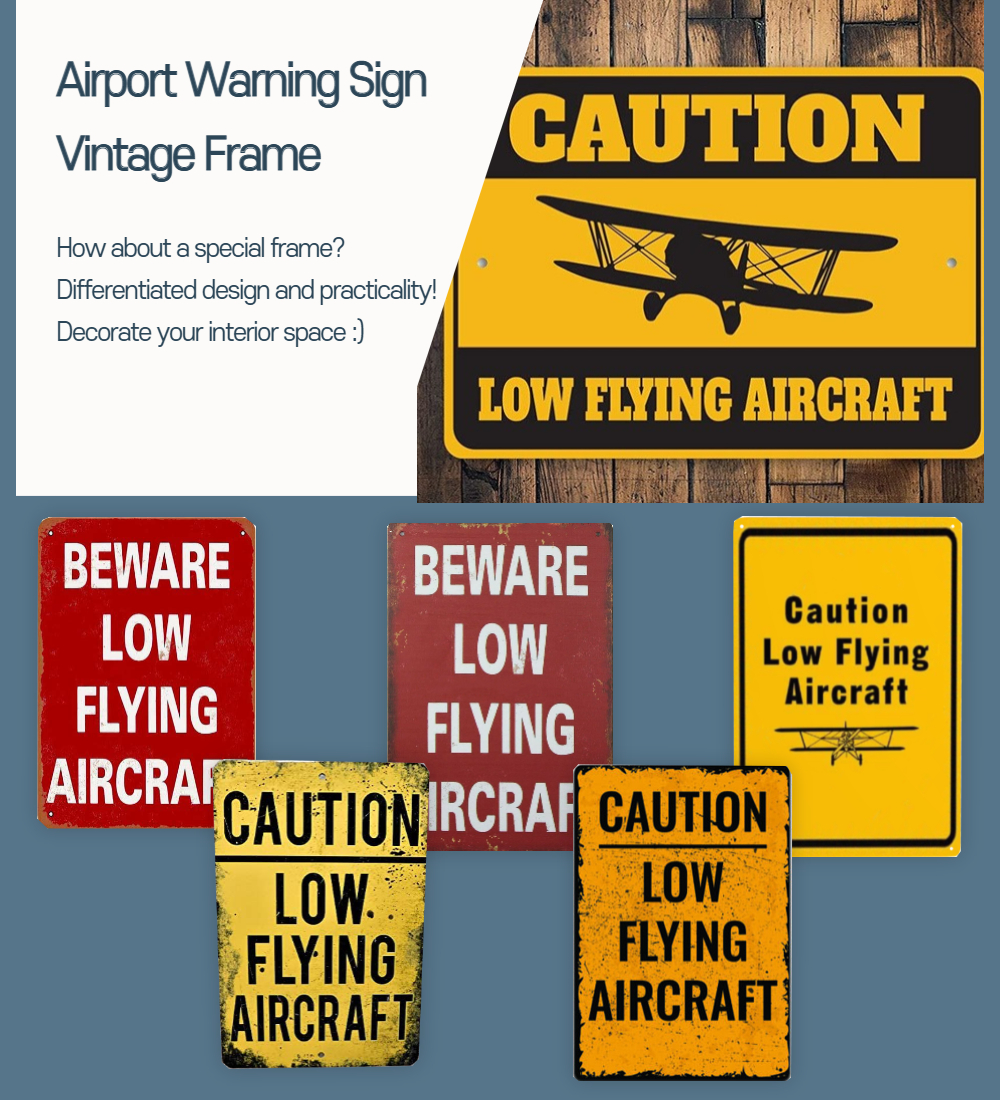 Vintage Antique Frame airport warning sign Hangar Home Decoration – PU ...