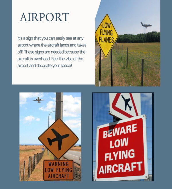 Vintage Antique Frame airport warning sign Hangar Home Decoration – PU ...